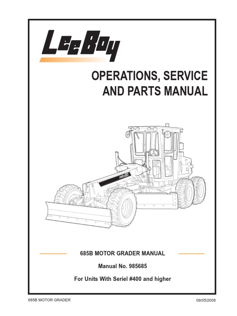 LeeBoy 685B Grader Manual 09 081 | PDF | Transmission (Mechanics) | Axle