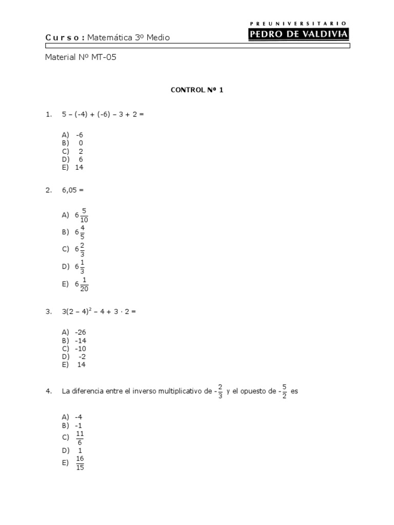 MT 05 - Control #1 | PDF