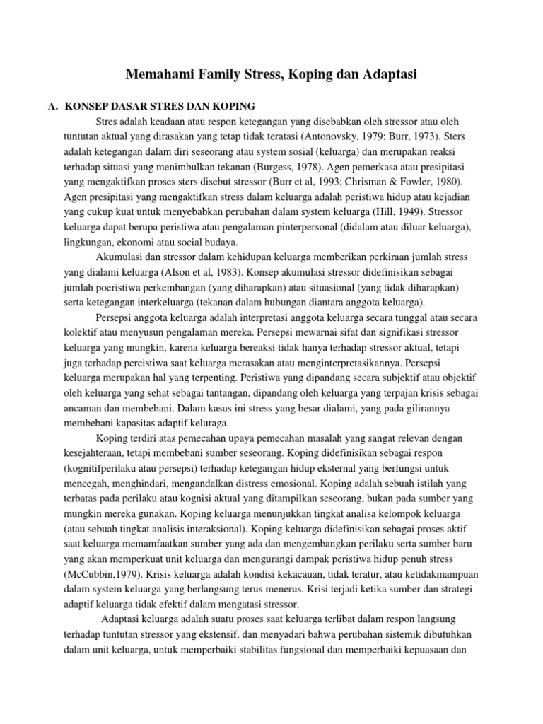 Askep Keluarga Memahami Family Stress, Koping Adaptasi | PDF