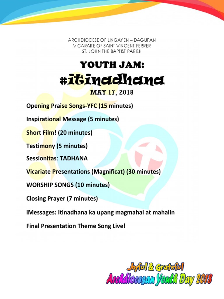 Youth Jam Program Itinadhana | PDF