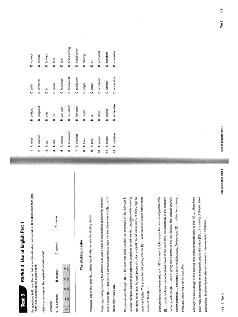FCE Trainer. Test 3. UOE | PDF