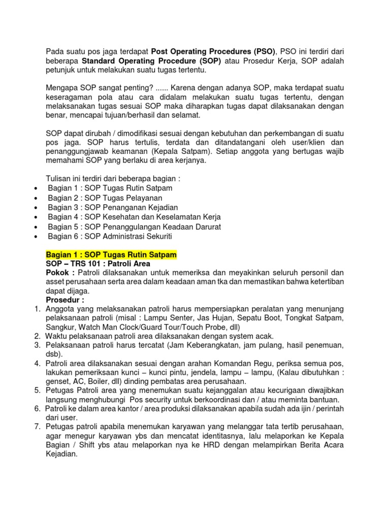 Sop Satpam | PDF