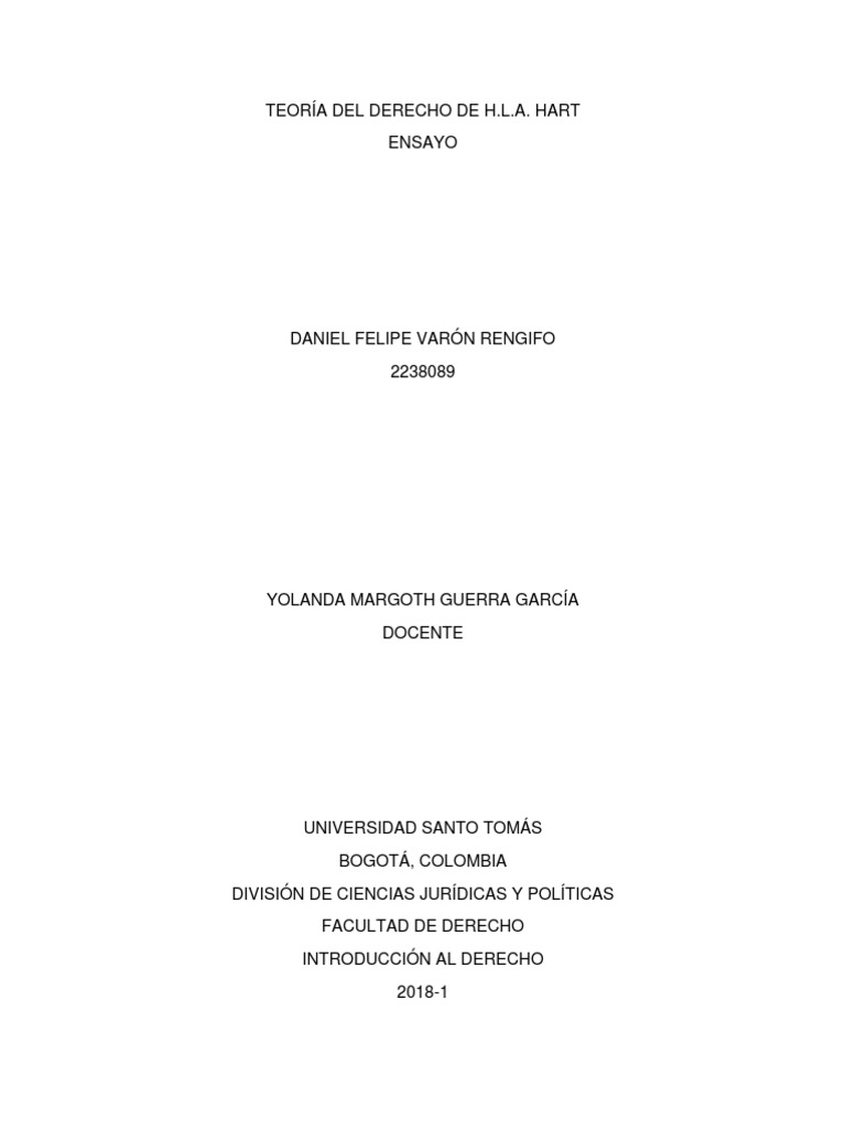 Teoría Del Derecho de Hart | PDF | Teoría | Sociedad