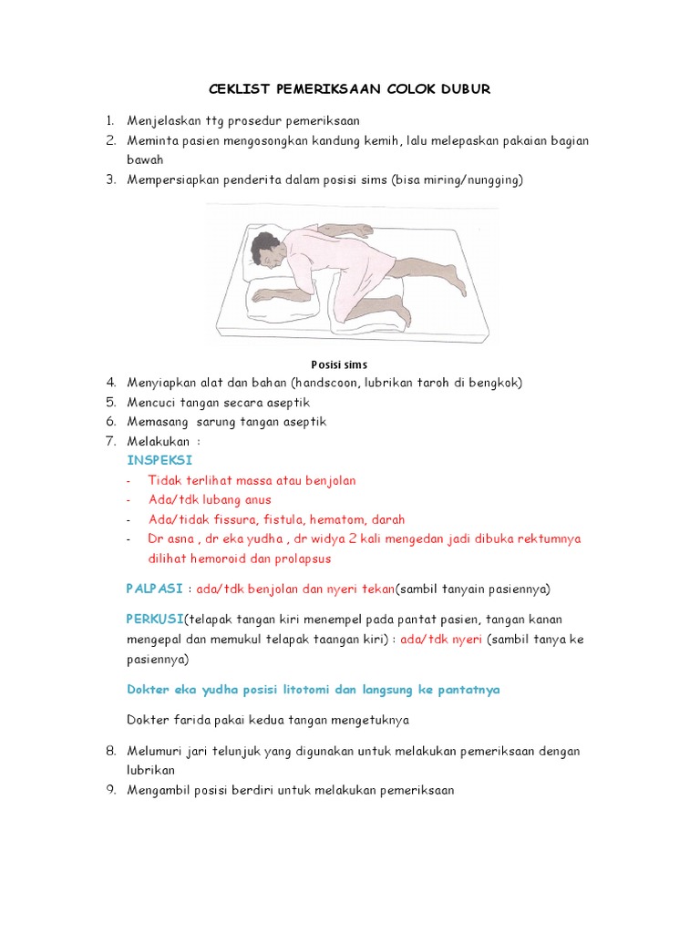 Checklist Pemasangan Kateter Dan Colok Dubur | PDF