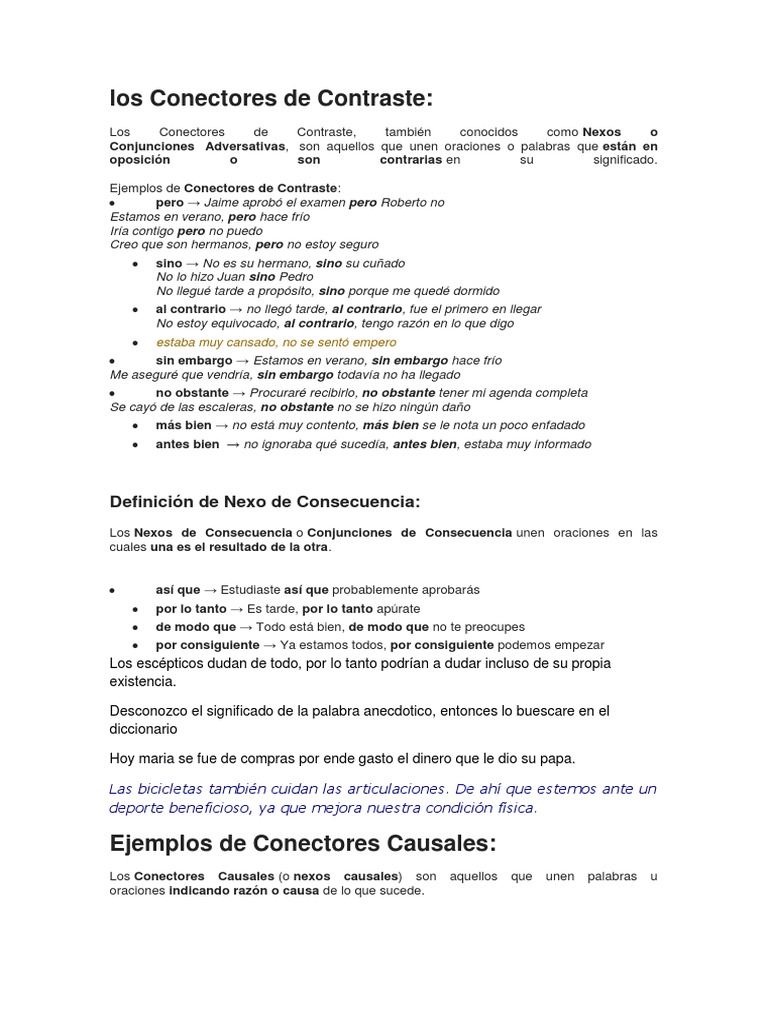 Los Conectores de Contraste | Lingüística
