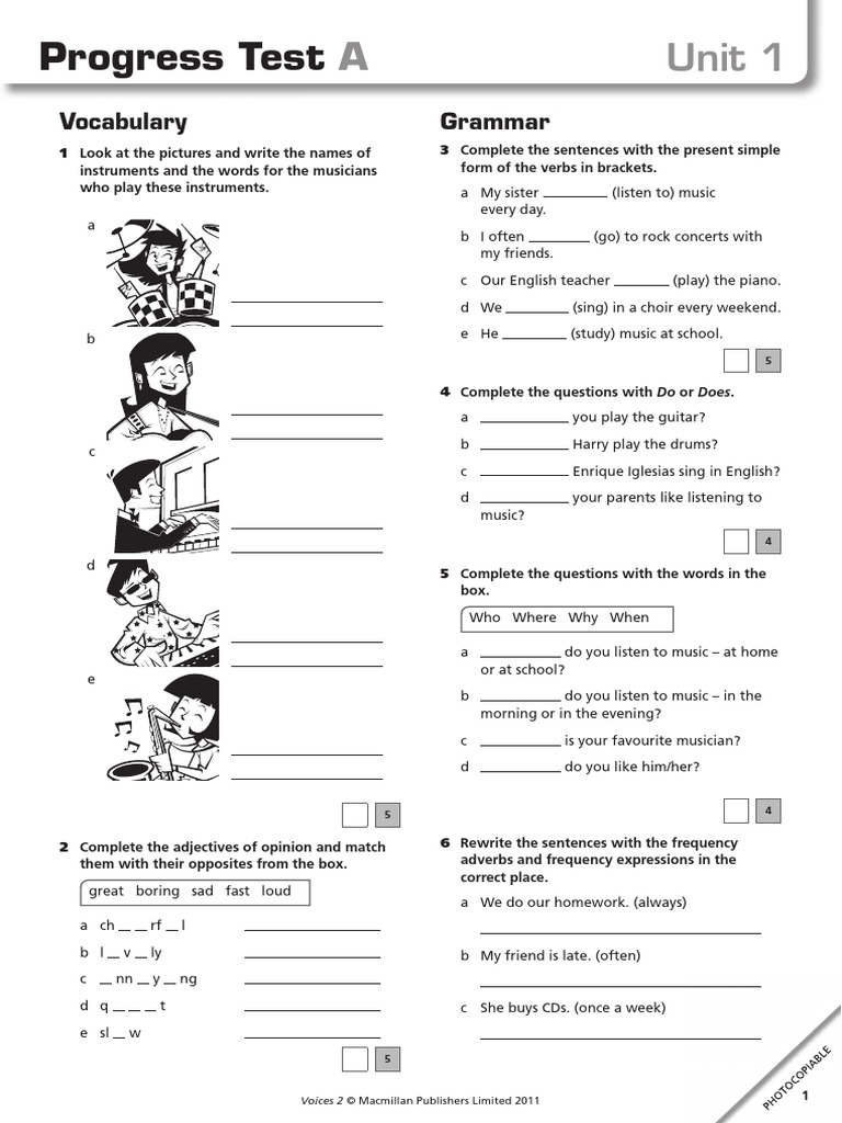 Diagnostic Test Progress Test: Unit 1 A | PDF