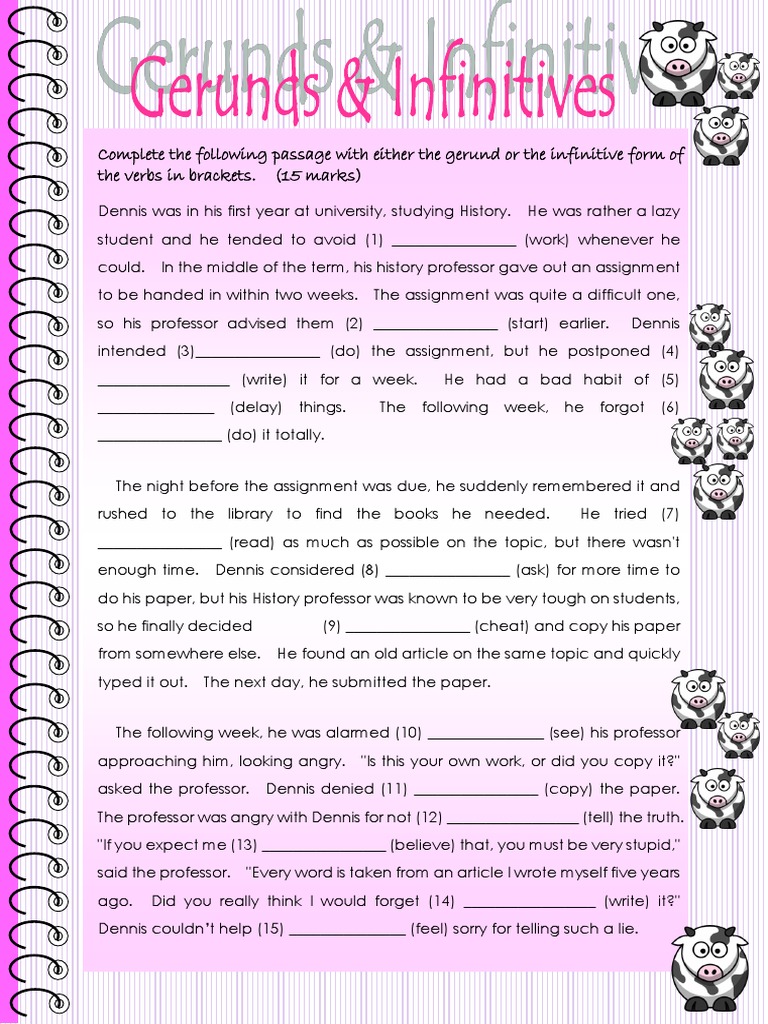 Gerunds and Infinitives TASK 01 | PDF