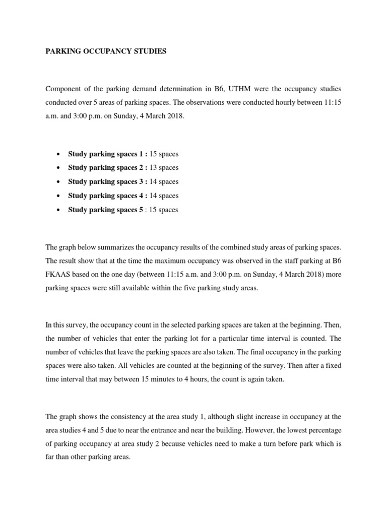 Parking Occupancy Studies | PDF | Parking | Parking Lot