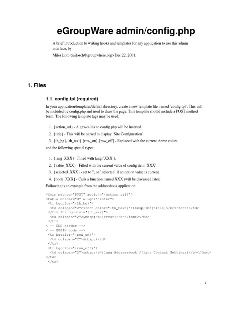 Egroupware Admin/Config - PHP: 1. Files | PDF | Computer Data | Computer Engineering