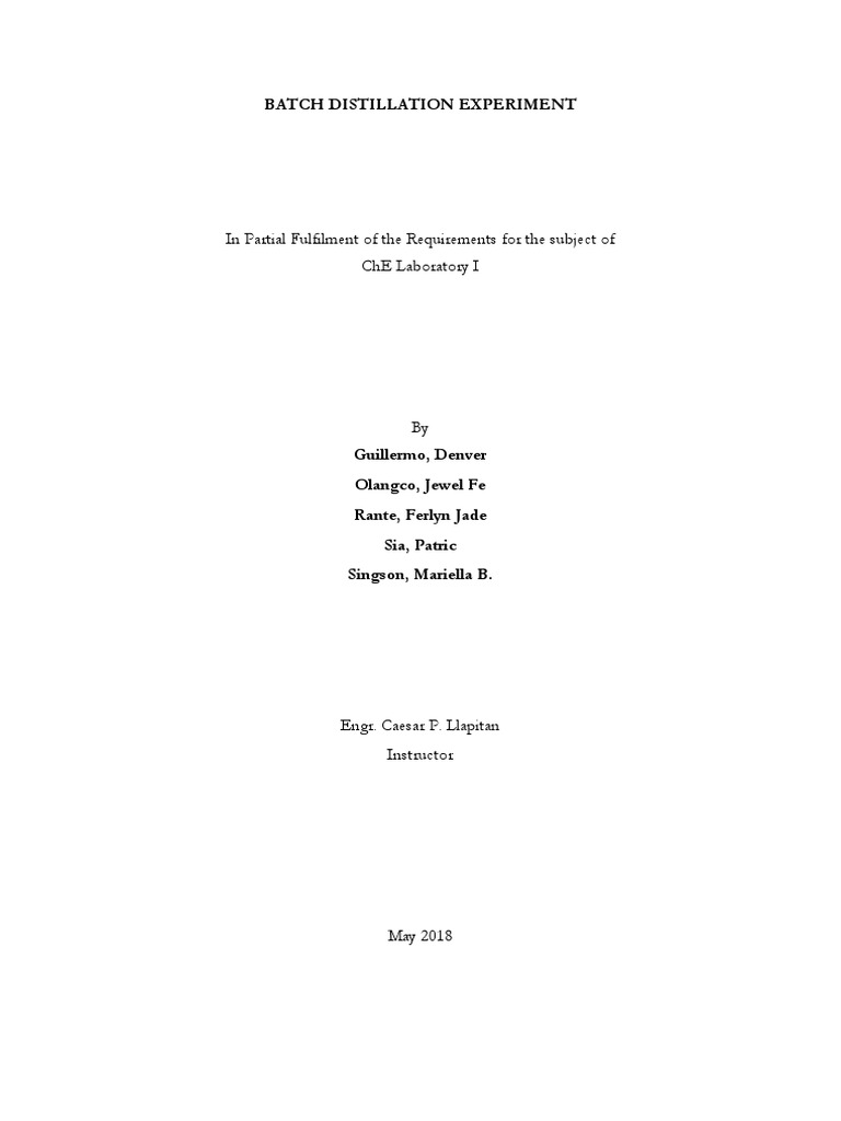 Batch Distillation - Lab Report | Download Free PDF | Distillation ...