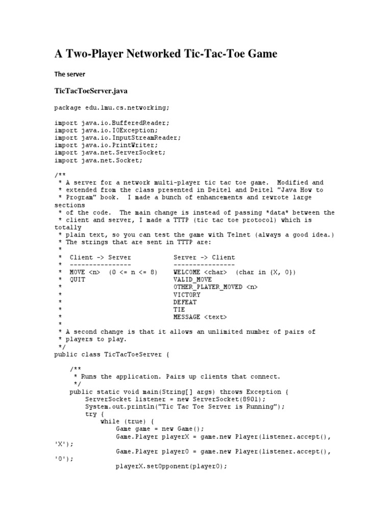 Tic Tac Toe Java | PDF | Network Socket | Boolean Data Type