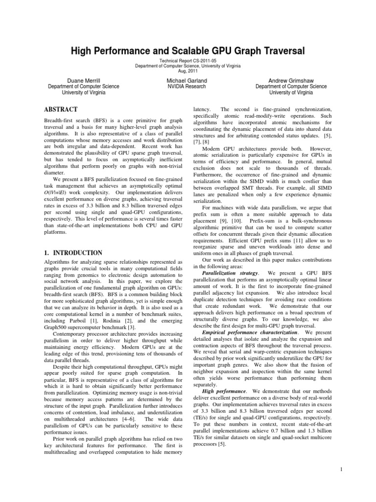 High Performance and Scalable GPU Graph Traversal | PDF | Parallel ...