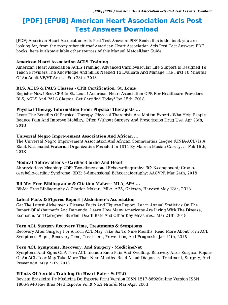 ACLS Post Test Answer Key 2020 PDF | PDF | Cardiovascular Diseases | Heart
