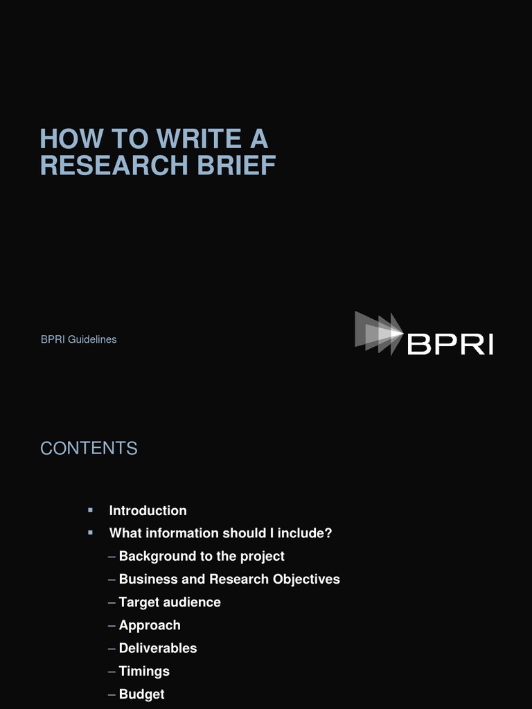 Writing A Research Brief - Dec 06 | PDF | Target Audience | Business