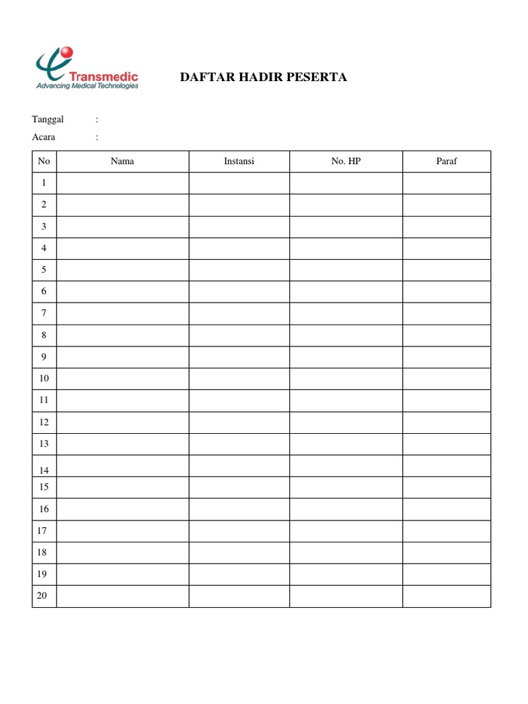 Contoh Daftar Hadir | PDF