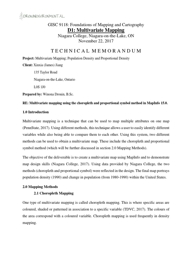 Technical Memorandum: D1: Multivariate Mapping | PDF | Cartography | Map