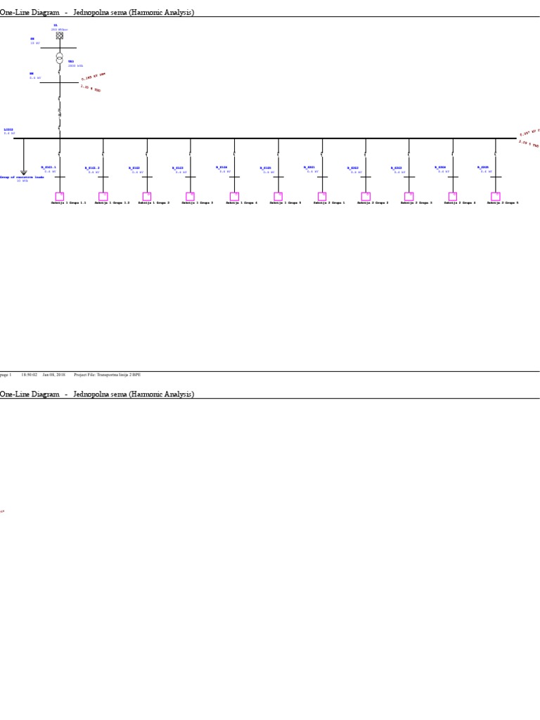 One-Line Diagram - Jednopolna Sema (Harmonic Analysis) : 250 Mvasc 250 ...