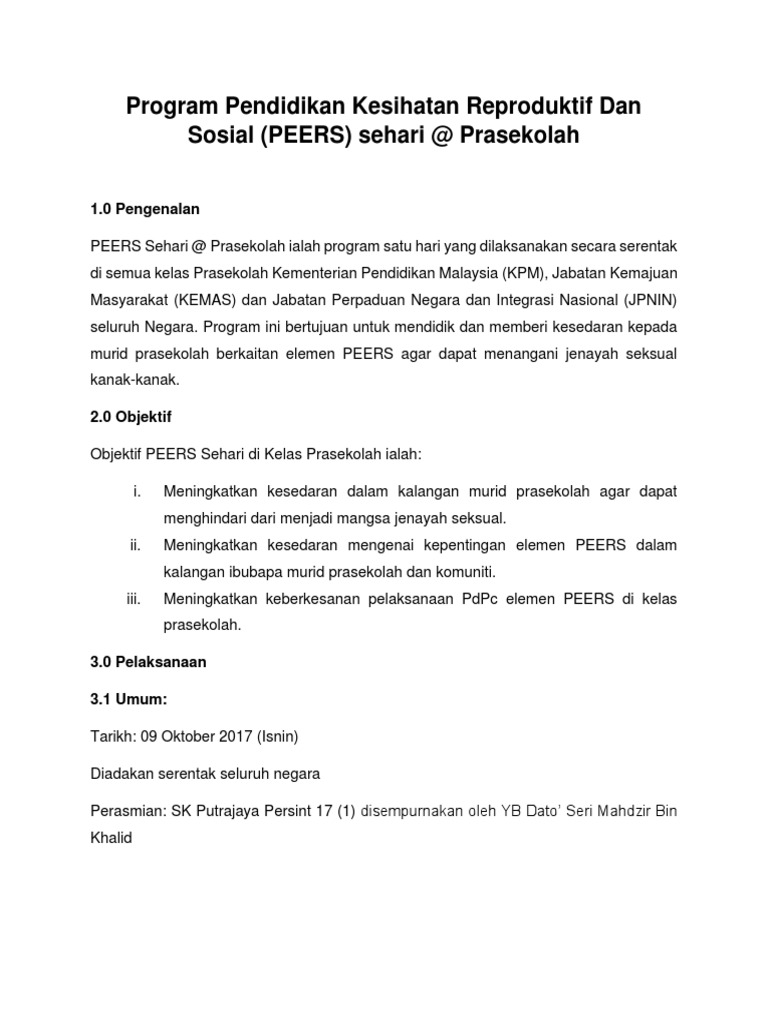Program Pendidikan Kesihatan Reproduktif Dan Sosial | PDF