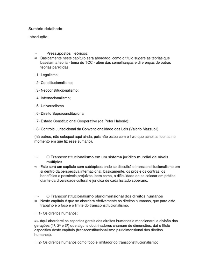 Sumário Detalhado (TCC) | PDF | Direitos Humanos | Estado