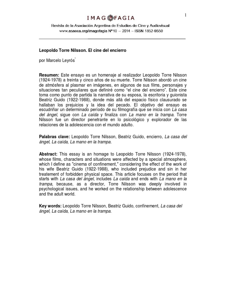 Leopoldo Torre Nilsson El Cine Del Encierro | Descargar gratis PDF | Cine