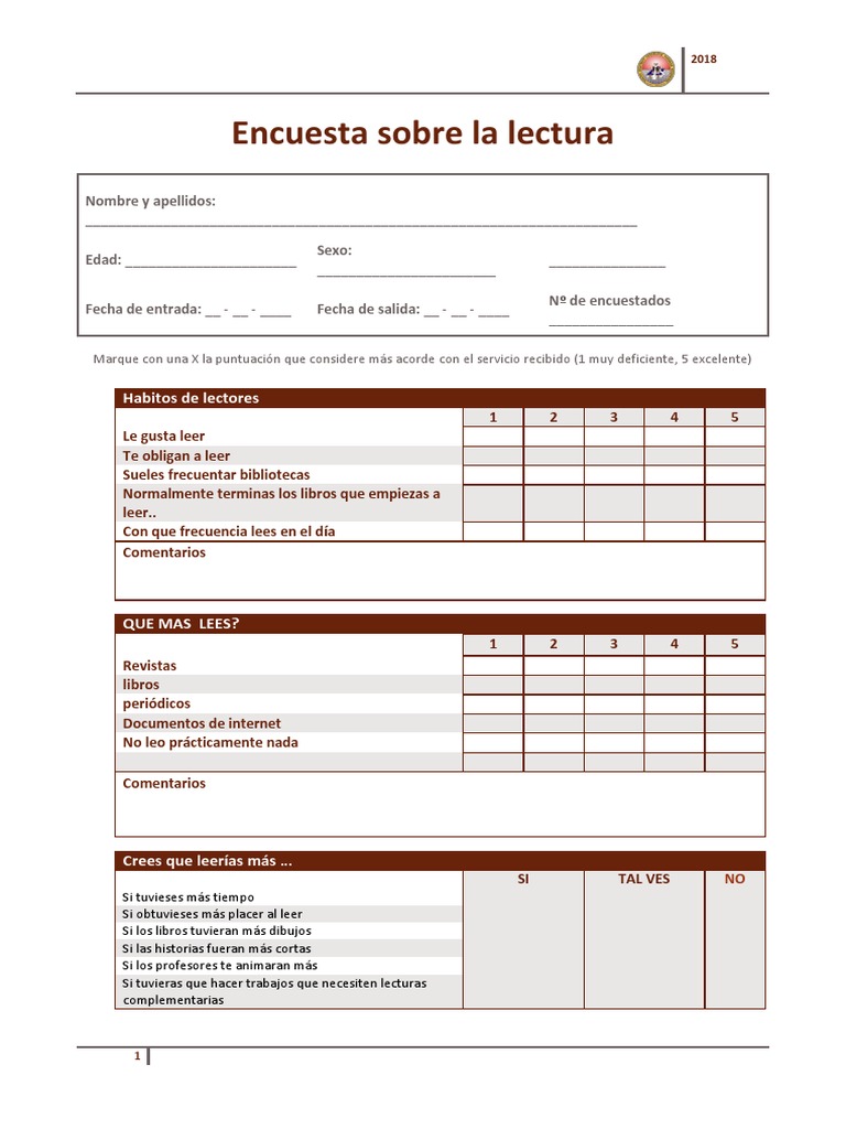 Encuesta Sobre La Lectura | PDF | Blog | Internet