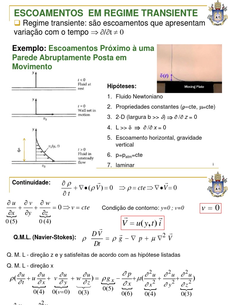 Escoamentos Em Regime Transiente | Mecânica dos Fluidos | Equações ...