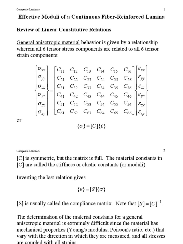 5.3 Effective Moduli of CFRP Lamina | PDF | Chemical Product ...