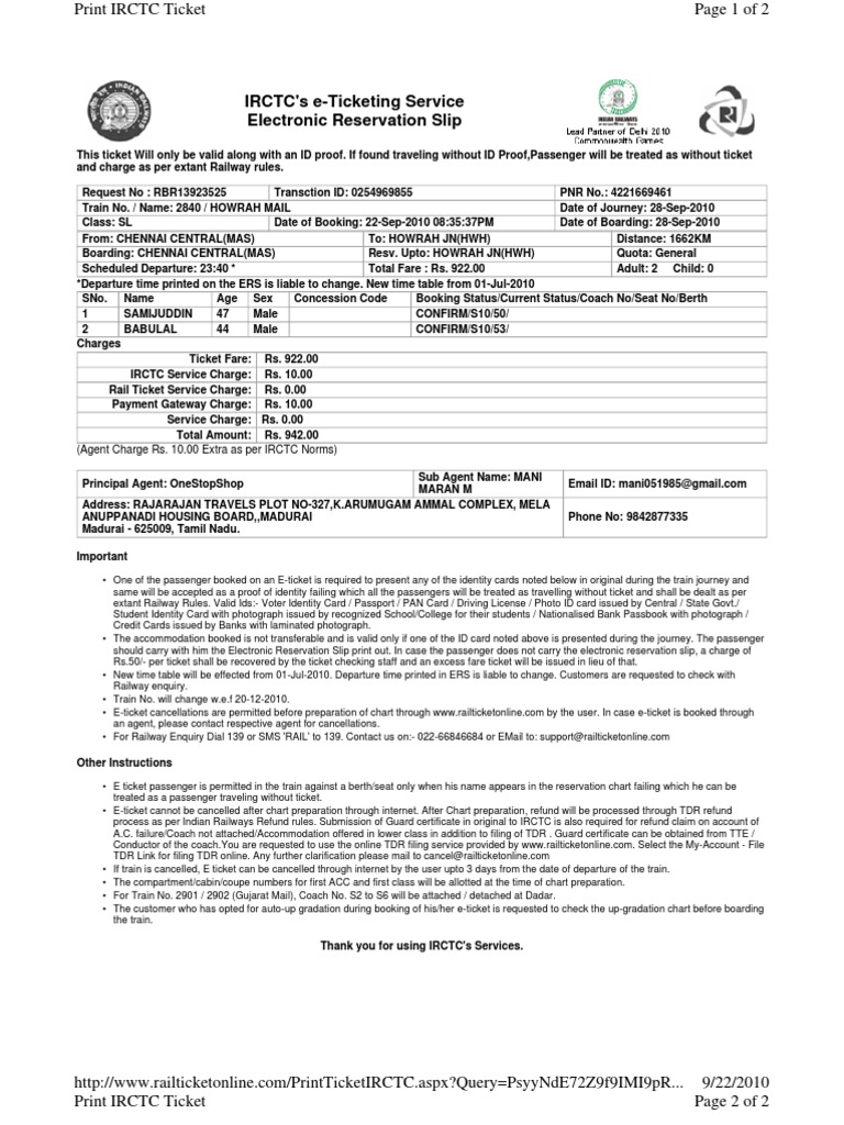 Print Ticket IRCTC | PDF | Identity Document | Service Industries