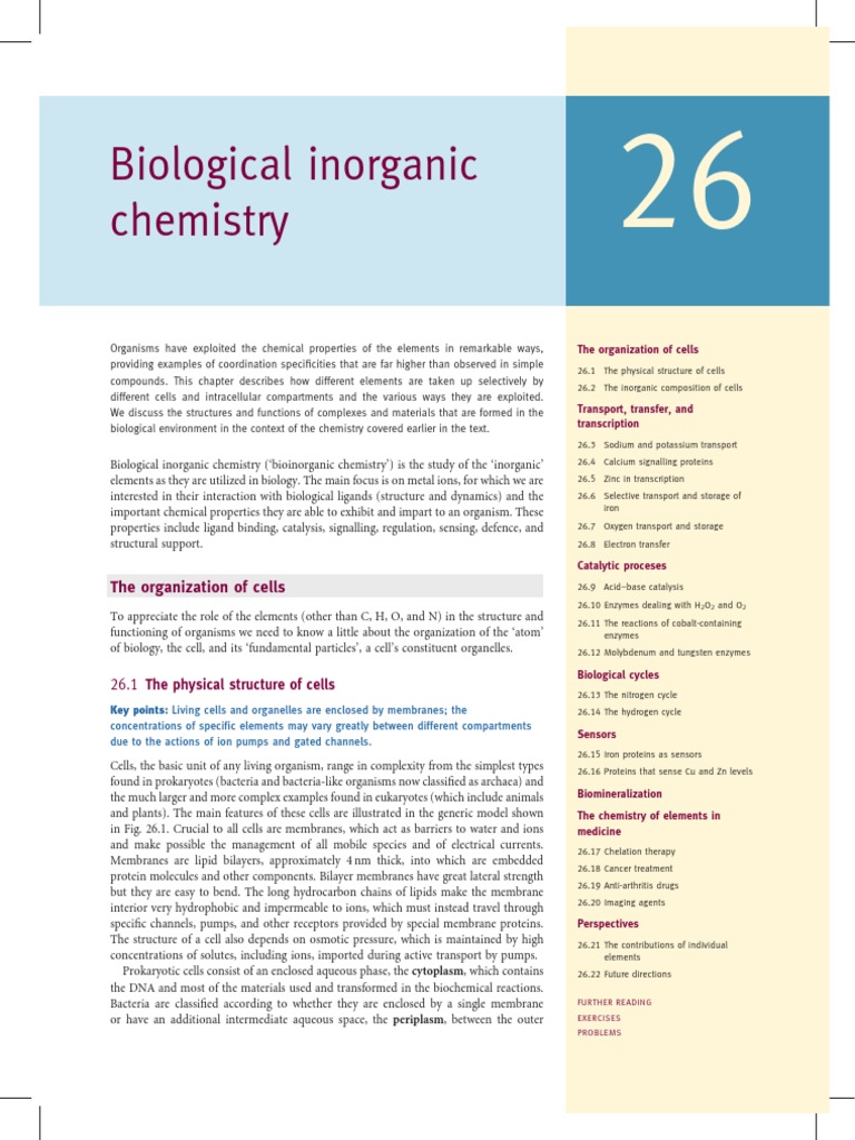 Chapter 26 - Biological Inorganic Chemistry INCOMPLETE PDF | PDF | Cell ...