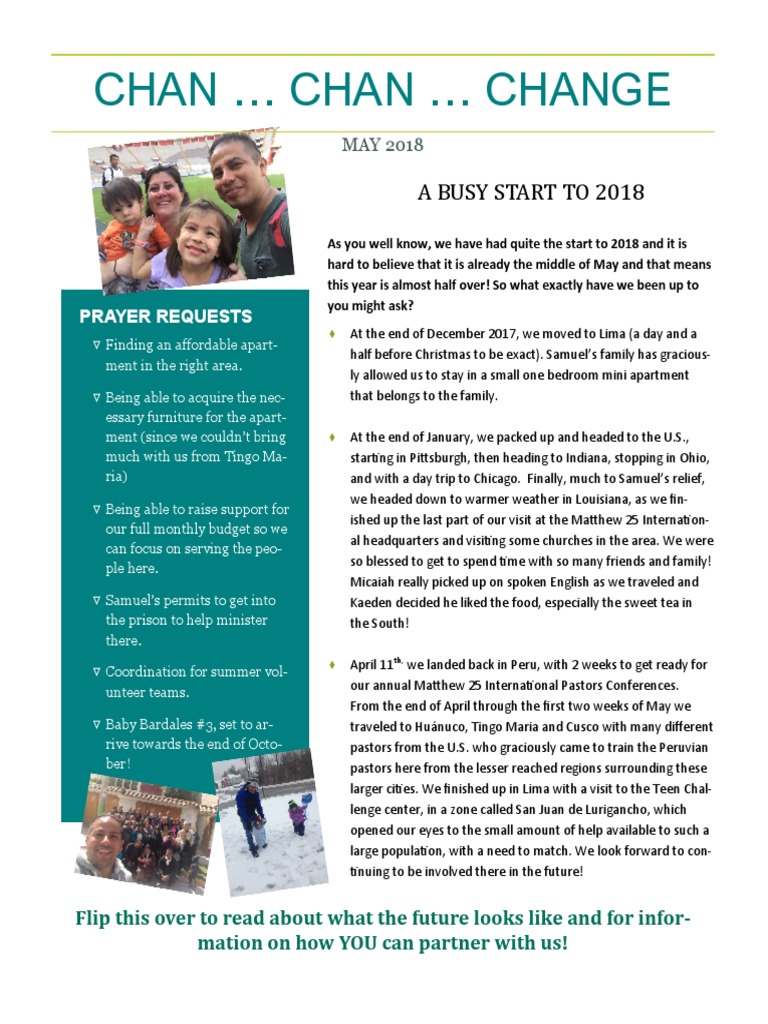 Bardales Family Update Letter May 2018 | PDF