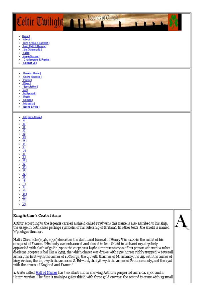 Arthurian Infopedia - King Arthur's Coat of Arms | Download Free PDF ...