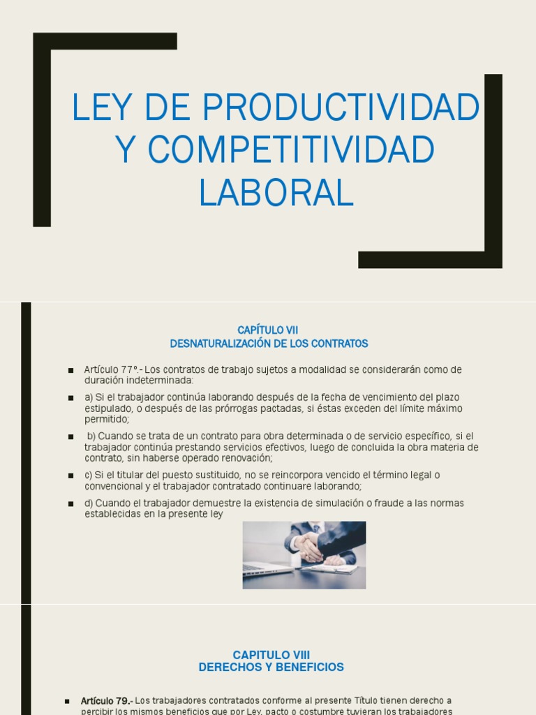 Ley de Productividad y Competitividad Laboral | Derecho laboral | Negocios