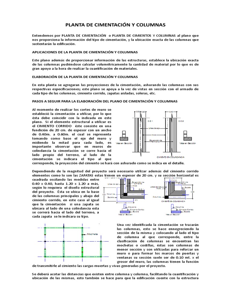 Planta de Cimentación y Columnas | PDF | Fundación (Ingeniería ...