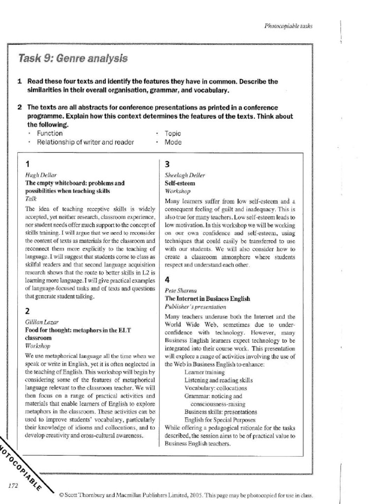 Tasks 9 12 Thornbury S Beyond The Sentence Introducing Discourse Analys | PDF