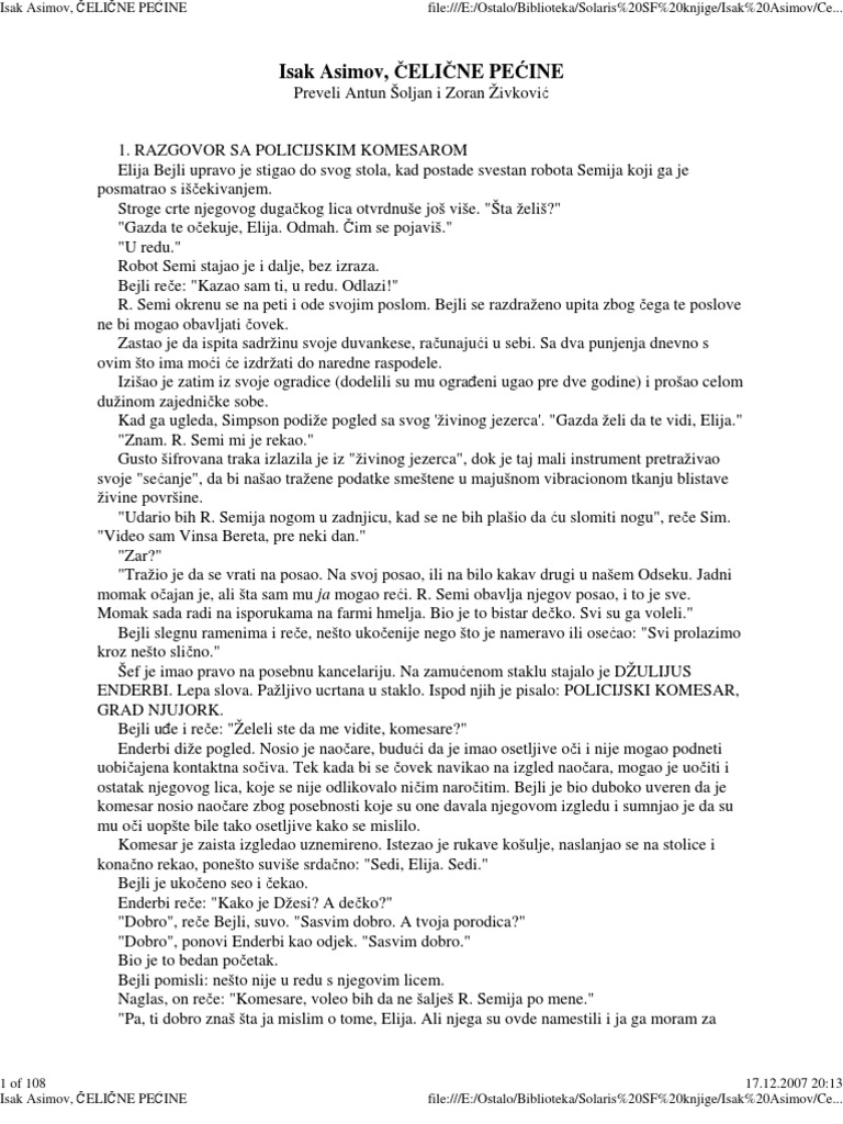 Isak Asimov, Celicne Pecine | PDF