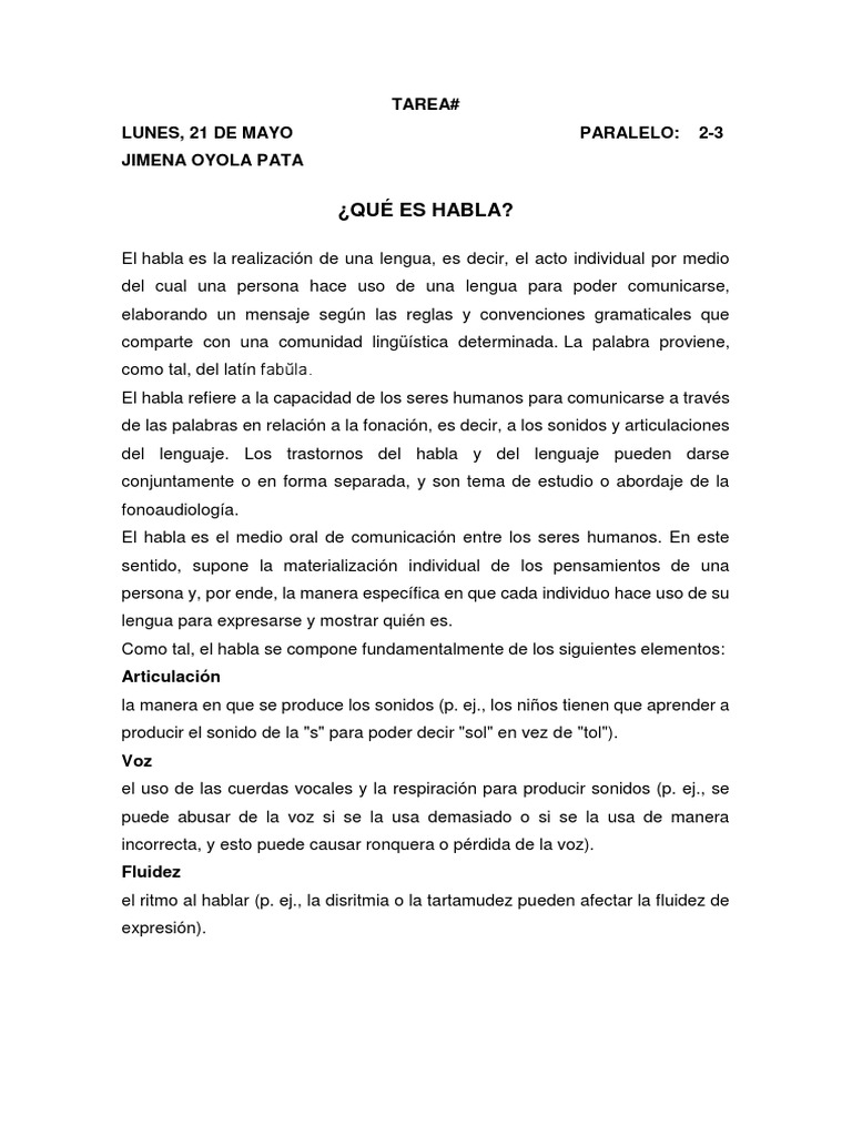 Elementos del habla y su importancia | PDF | Habla | Comunicación