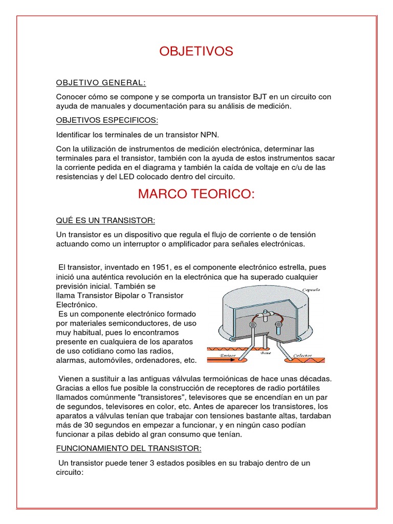 Practica Uso Del Transistor | PDF | Transistor | Transistor de unión ...