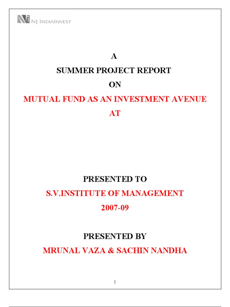 Mutual Fund Investment Overview Report | PDF | Mutual Funds ...