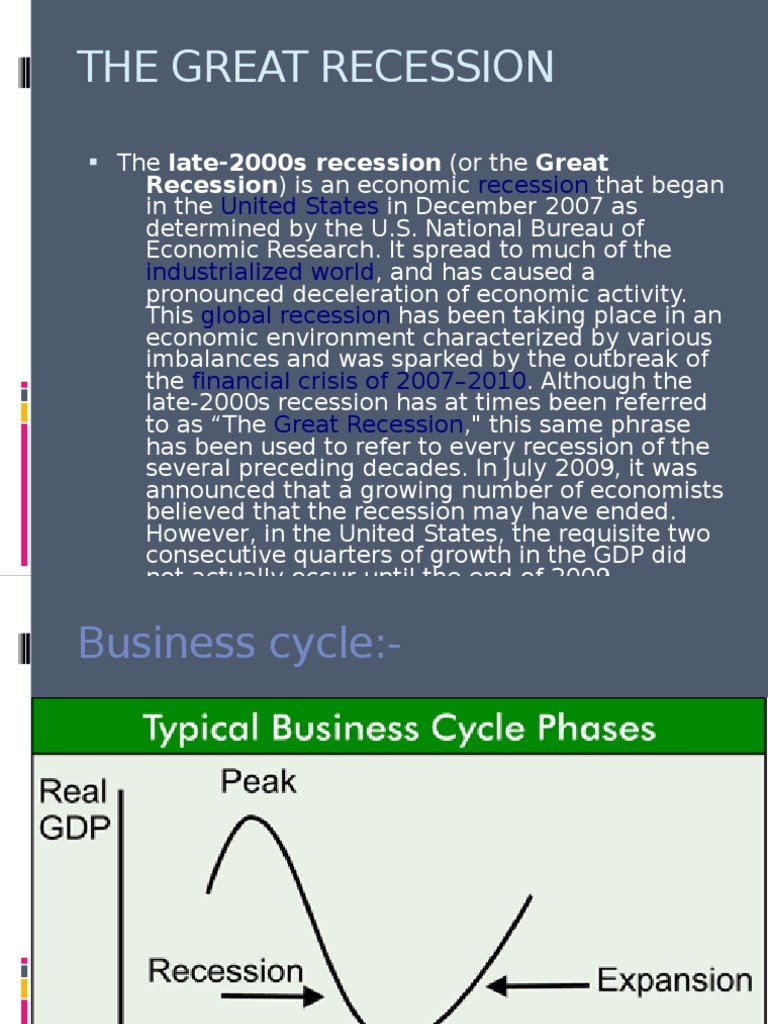 The Great Recession | PDF | Recession | Business Cycle