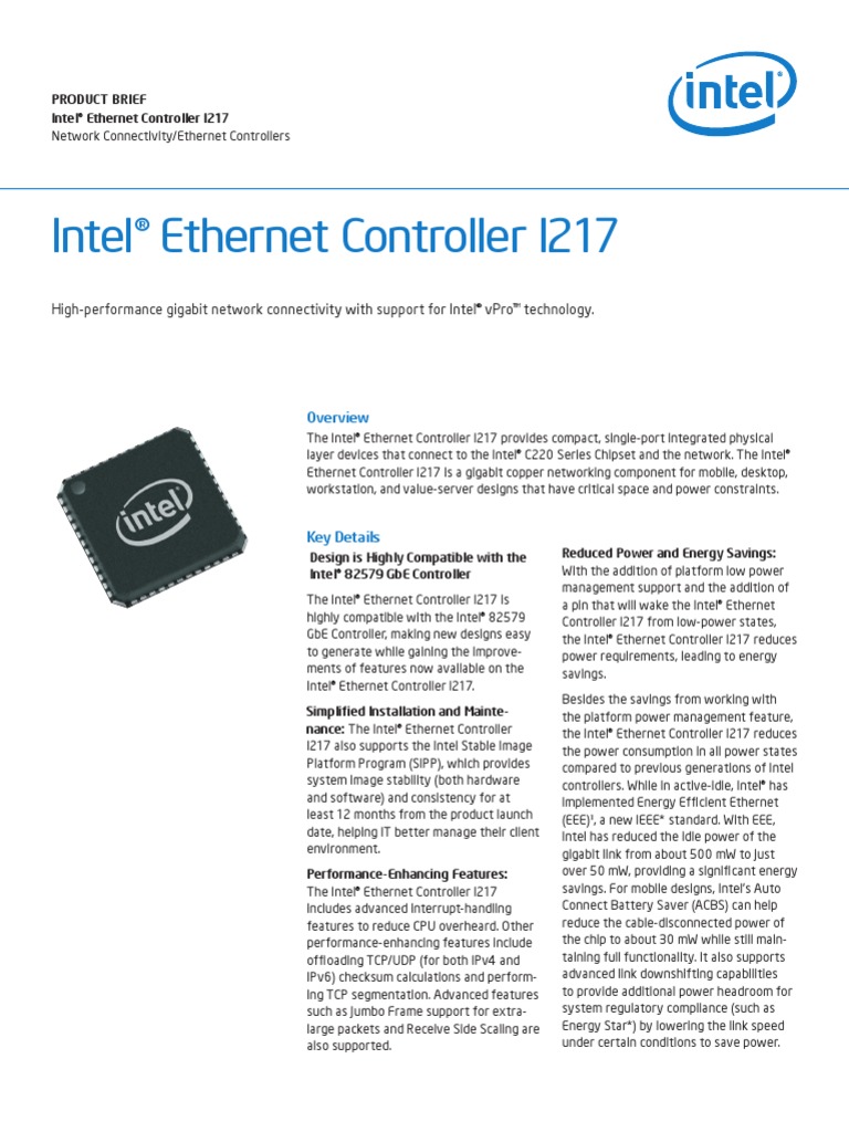 Intel® Ethernet Controller I217: High-Performance Gigabit Network ...