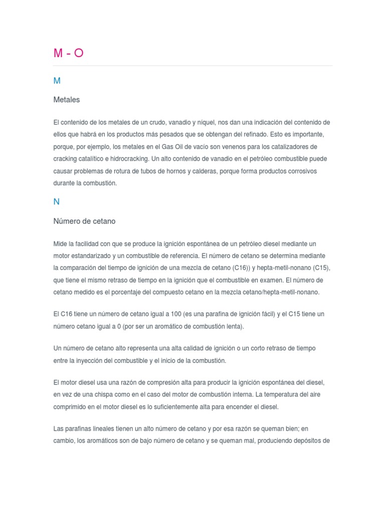 Densidad y Números de Cetano y Octano | PDF | Gasolina | Motor diesel