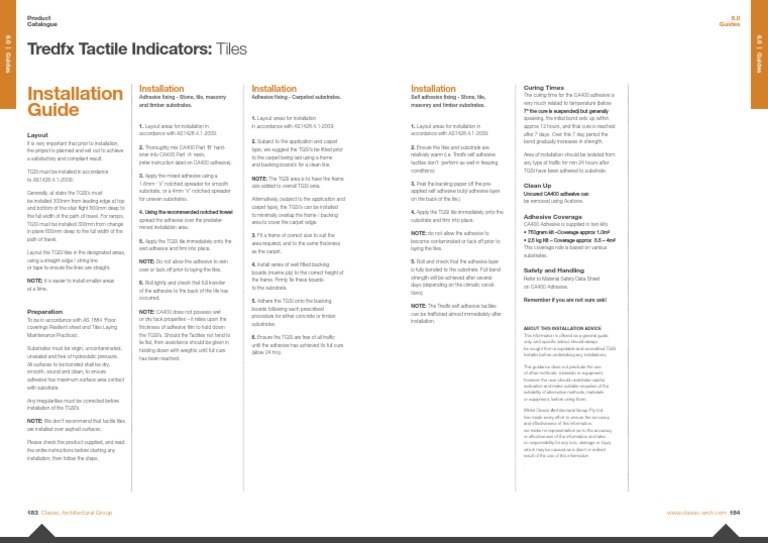 Tactile Tile Installation Guide | PDF | Adhesive | Tile