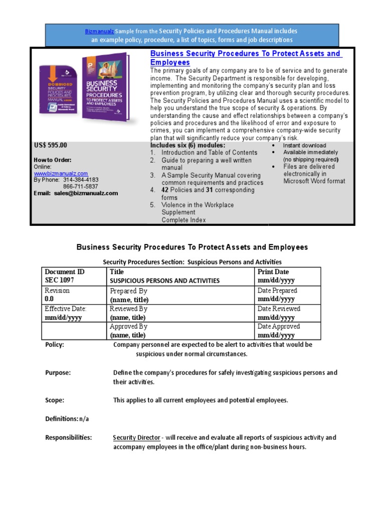 Bizmanualz Business Security Policies and Procedures Sample | PDF ...