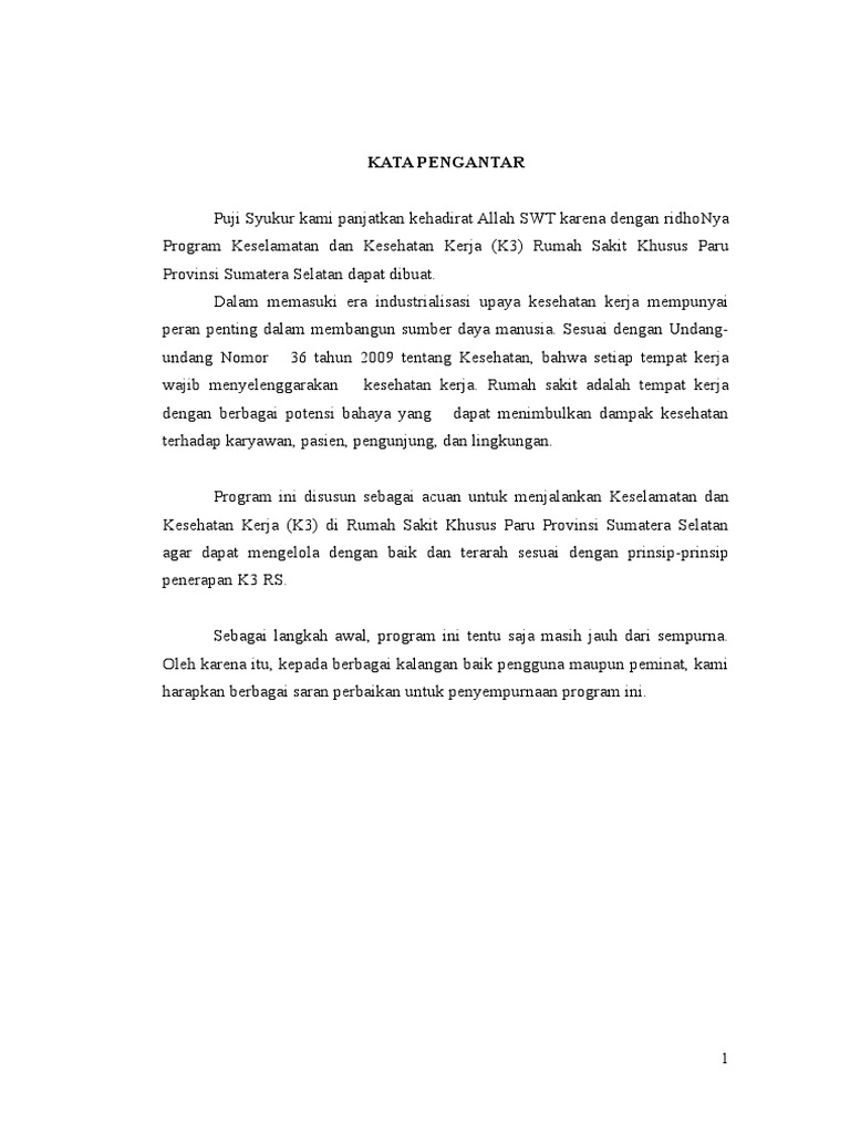 Program Kerja K3 Rs Pdf