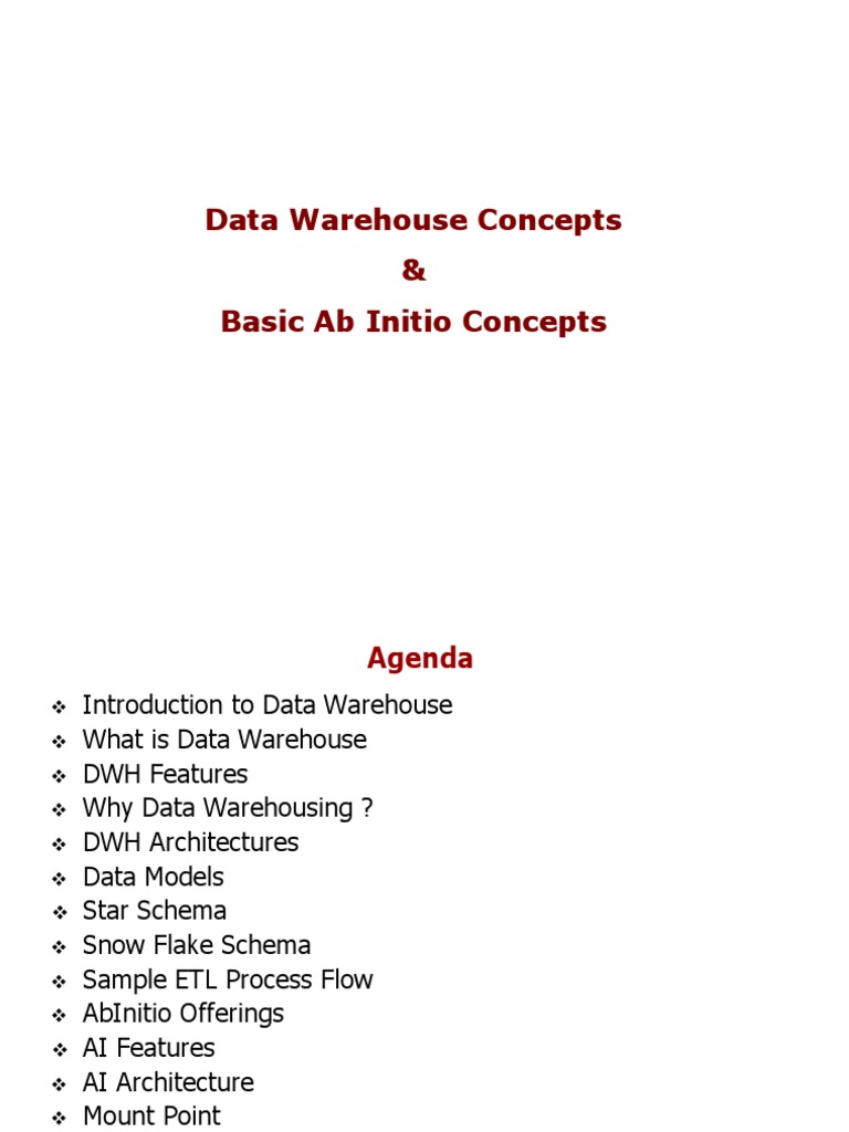 DW and Abinitio Basic Concepts | PDF | Data Warehouse | Conceptual Model