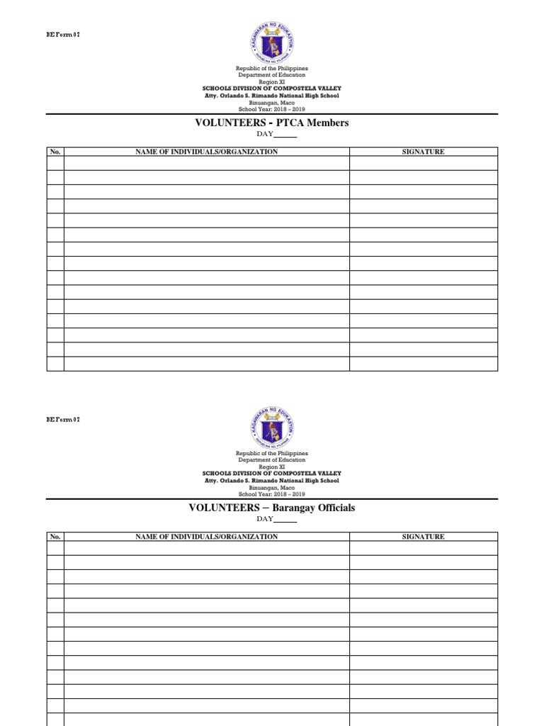 Brigada Eskwela 2025 Volunteer Forms | PDF | Philippines | Government