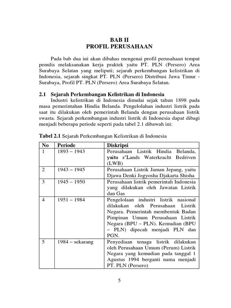 Profil Perusahaan PT. PLN (Persero) | PDF | Bisnis | Teknologi & Rekayasa