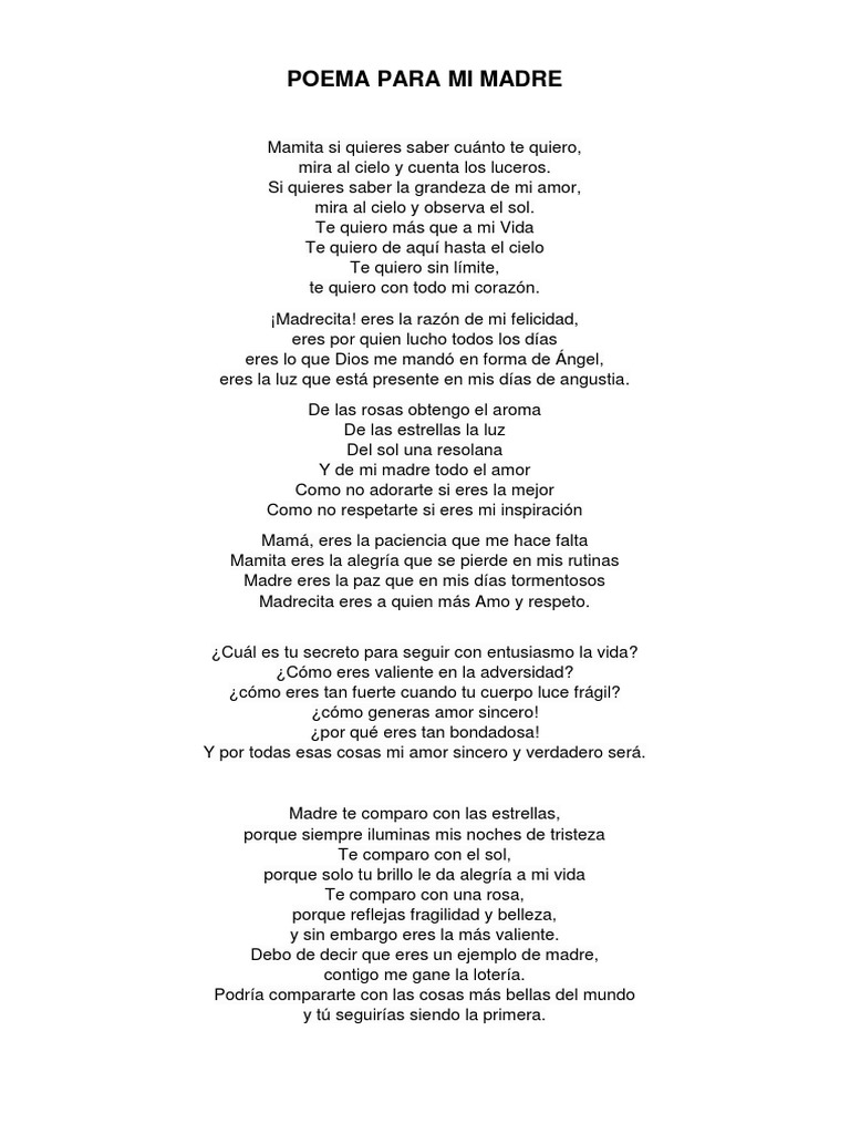 Poema para Mi Madre | PDF | Amor | Ocio