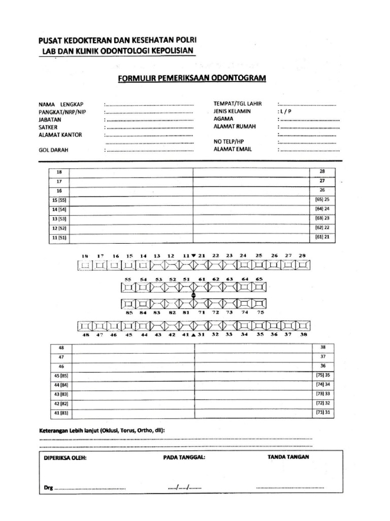 Formulir Odontogram Gigi | PDF