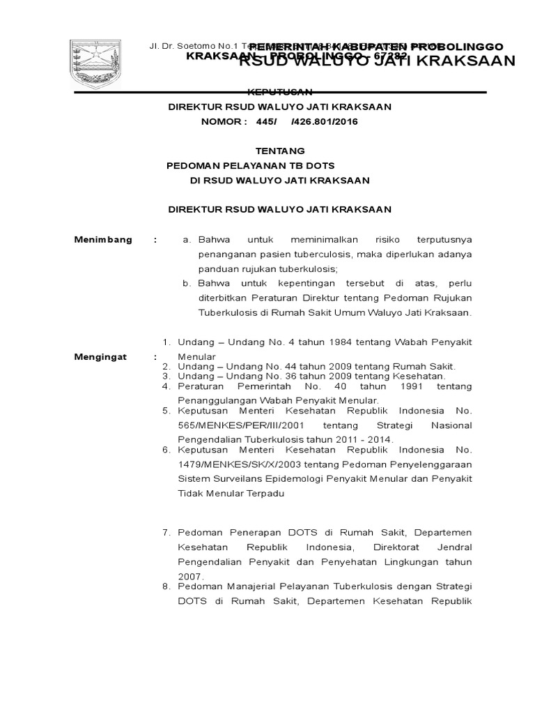 03 SK Pedoman Pelayanan TB Dots | PDF